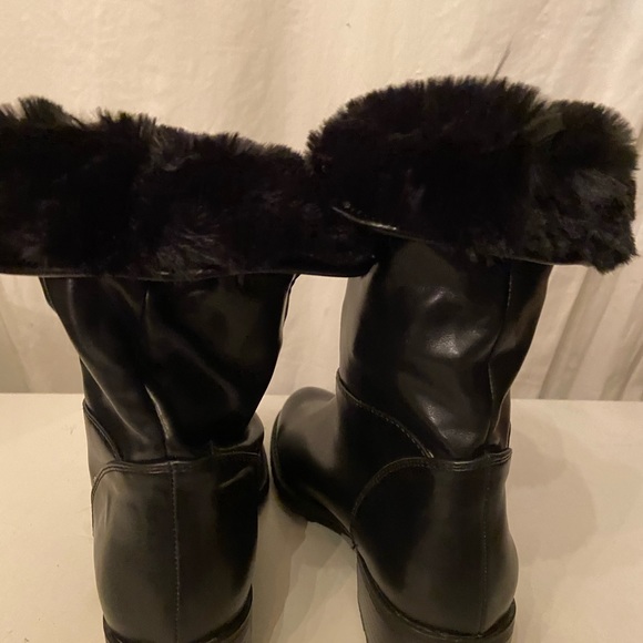 Laura Scott | Shoes | Laura Scott Black Leather Ankle Boots Fur Lined 7 ...